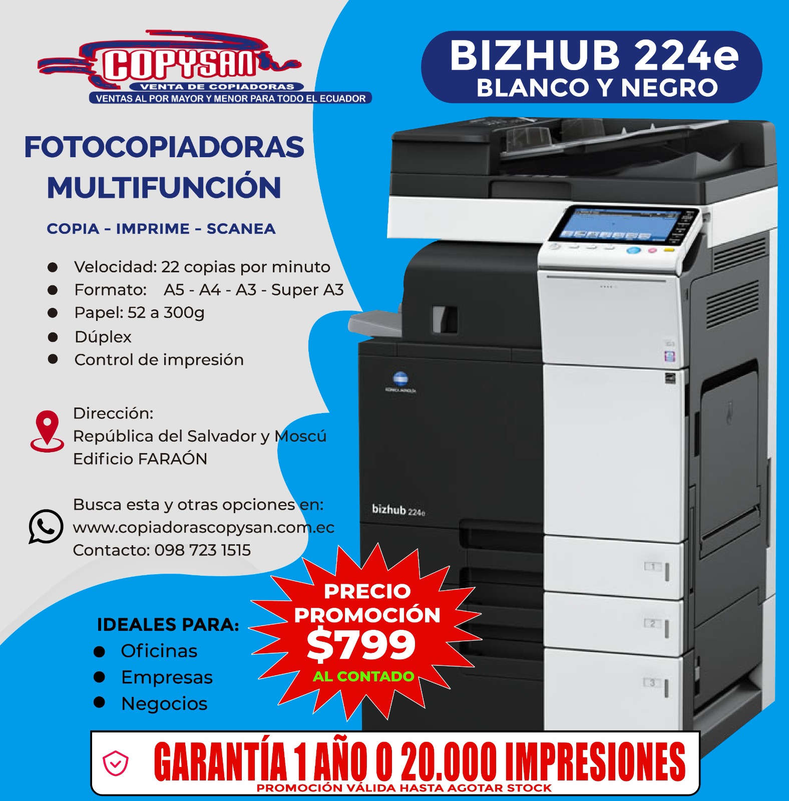 KONICA MINOLTA BIZHUB 224e | Copiadoras Copysan