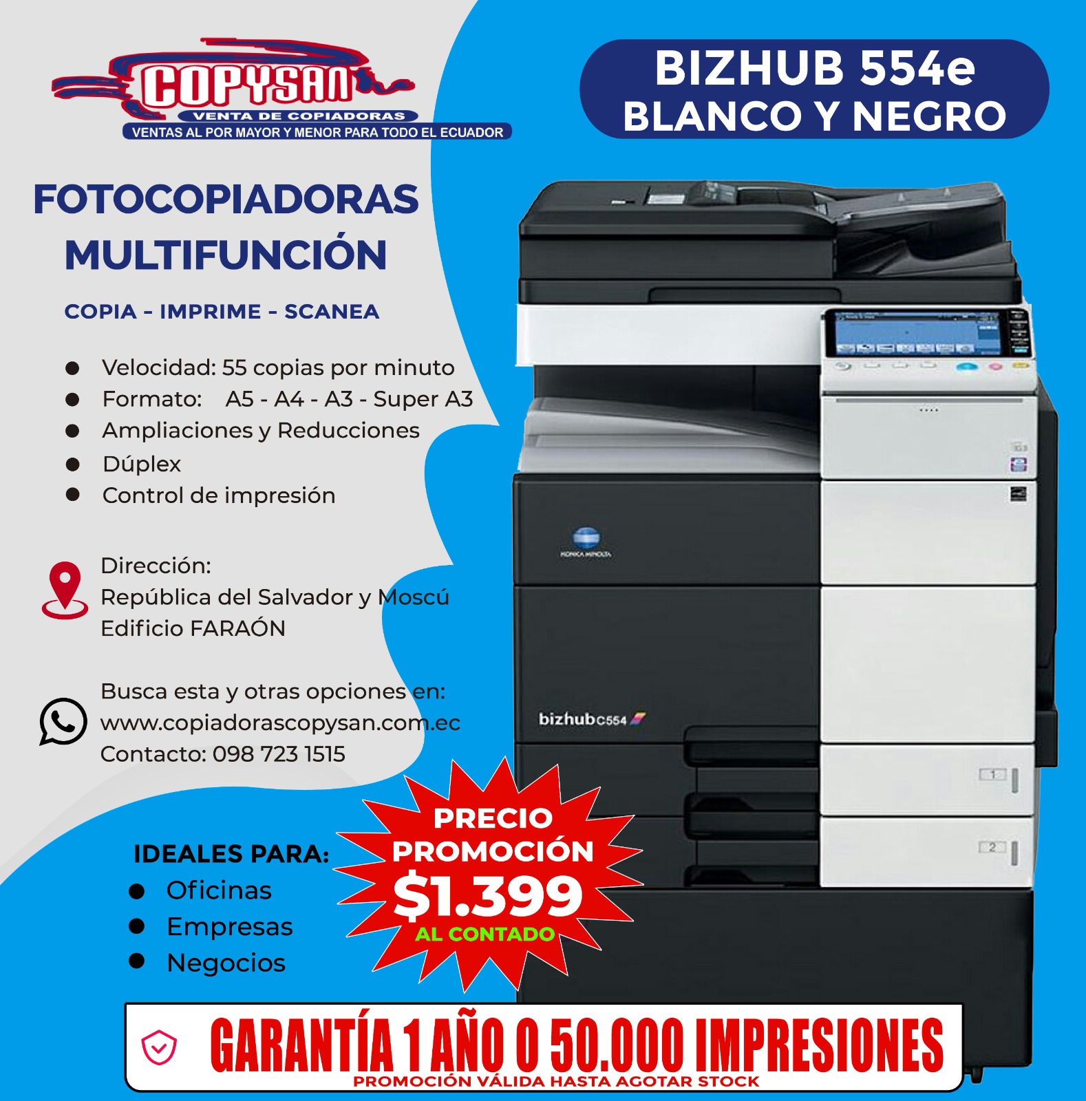 KONICA MINOLTA BIZHUB 554e | Copiadoras Copysan
